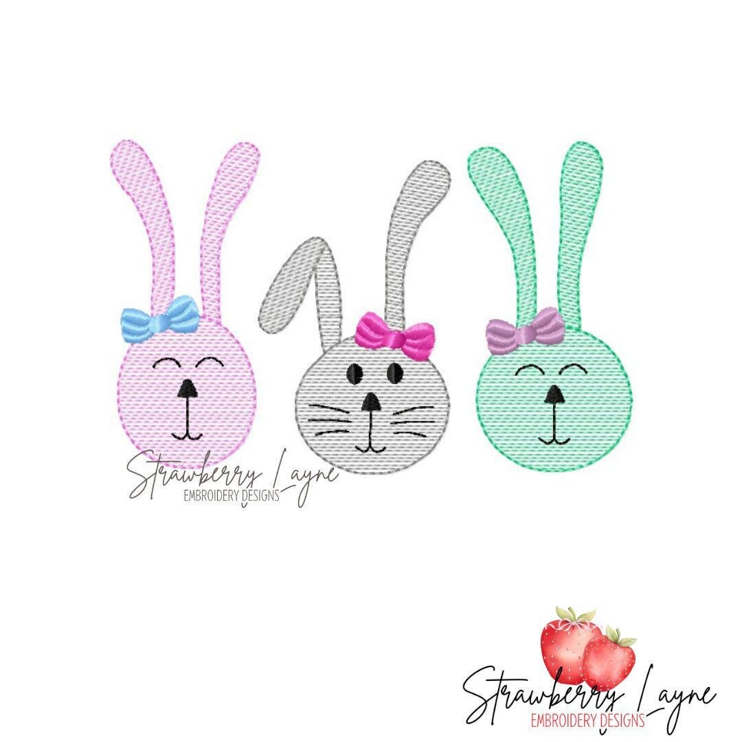 Easter Bunny Trio With Bow Machine Embroidery Design, Silly Easter ...