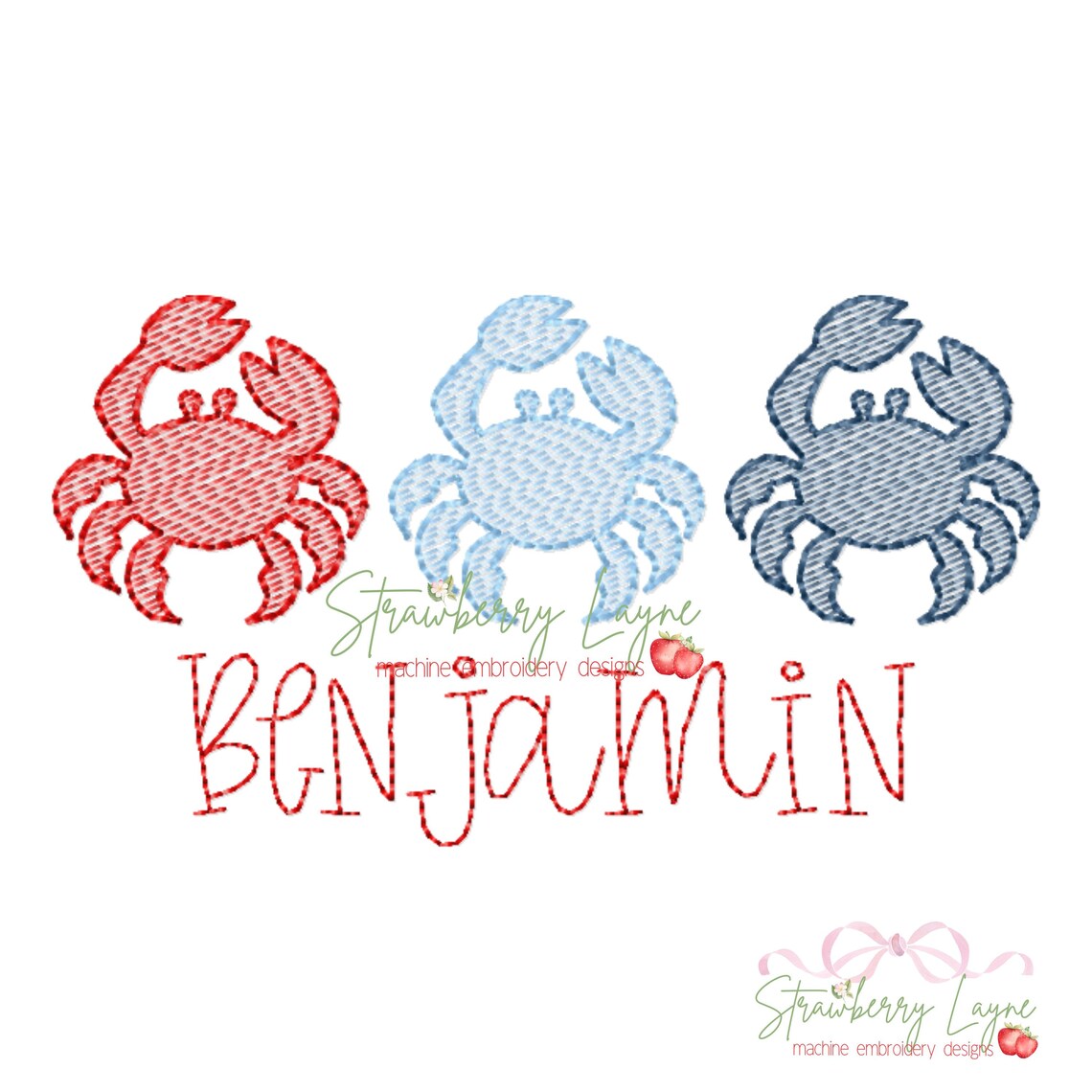 BUNDLE Crab Trio AND Mini Embroidery Design, Ocean Crab Embroidery ...