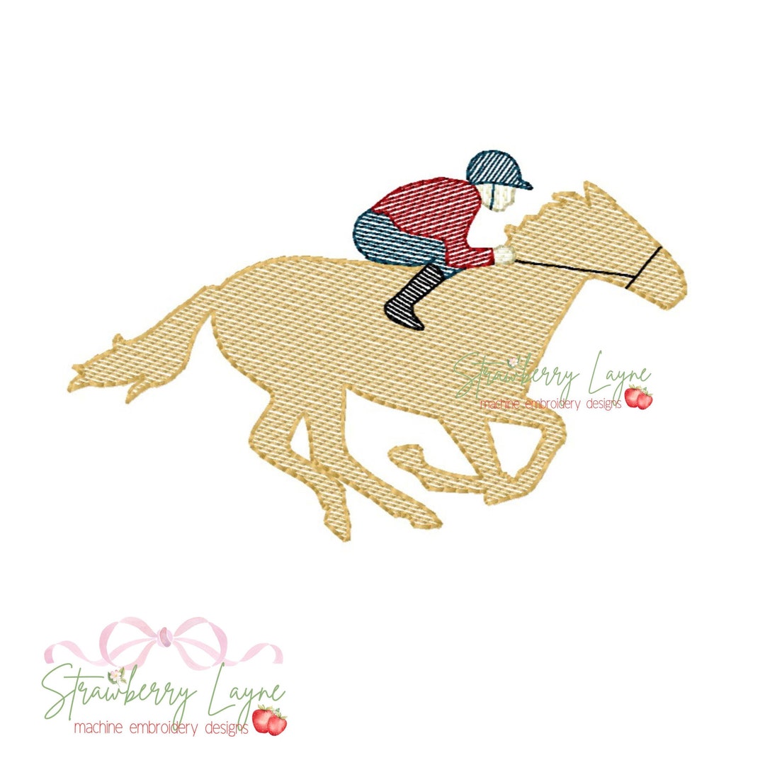 Derby Horse With Male Rider Embroidery Design, Boys Derby Horse ...