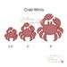 BUNDLE Crab Trio AND Mini Embroidery Design, Ocean Crab Embroidery ...