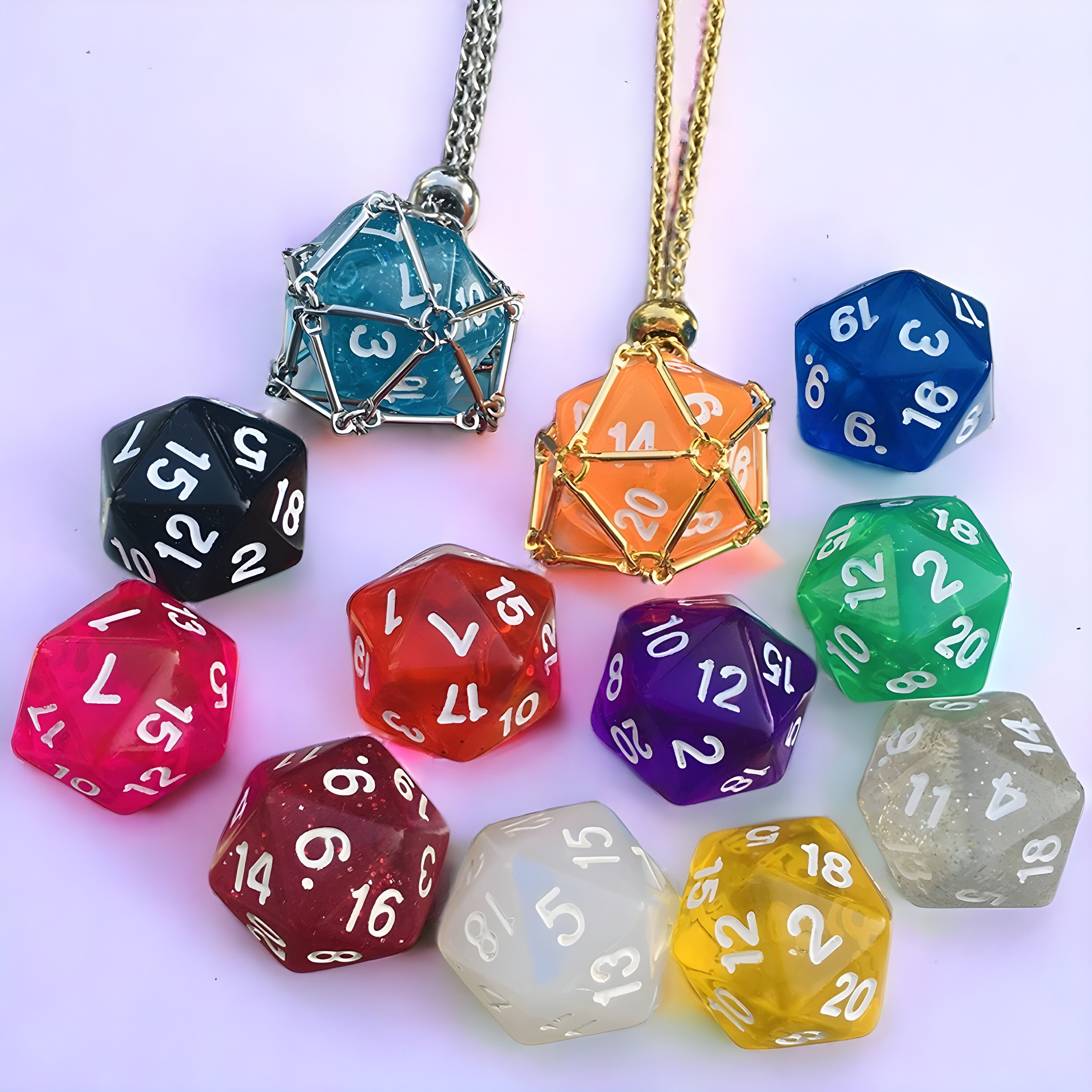 D20 Dice Cage Necklace DND Pendant in 18k Gold or 925 Silver Plated ...