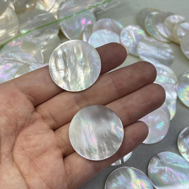 AAA Natural Mother of Pearl Flat Disc Round Cabochon 6-25mm 10PCS ...