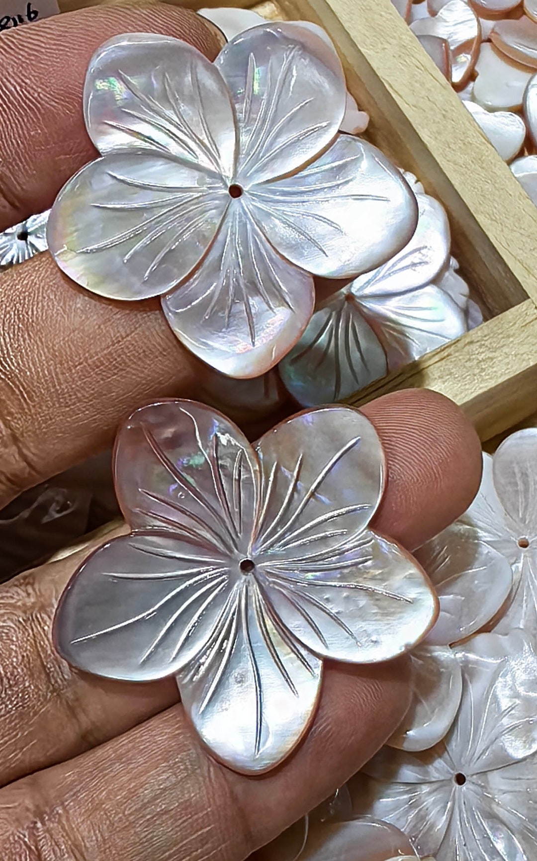 4pcs Natural Purple Pink Pearl Shell Beads,20-45mm Petal Flower White ...