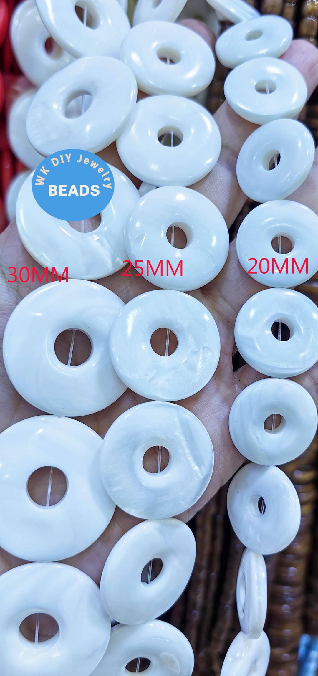 16 Strand Genuine White Shell Donut Natural Pearl Shell Bead Round Disc ...