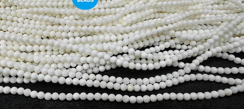 15.5" Genuine White Tridacna Shell Round Giant Clam Beads Pearls in 4mm ...