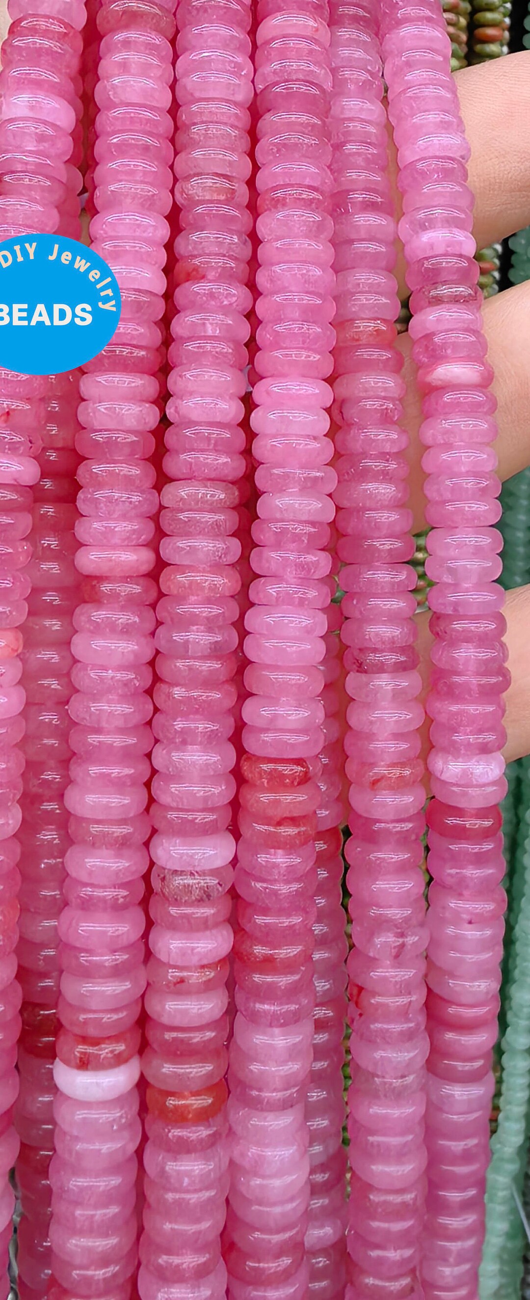 Hot Pink Cherry Emeral Green Jade Heishi Disc Rondelle Beads Sugilite ...