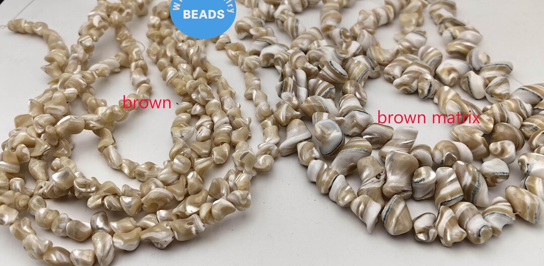 Natural Brown Mother of Pearl Freeform Nugget Beads Iridescent Shell 8 ...
