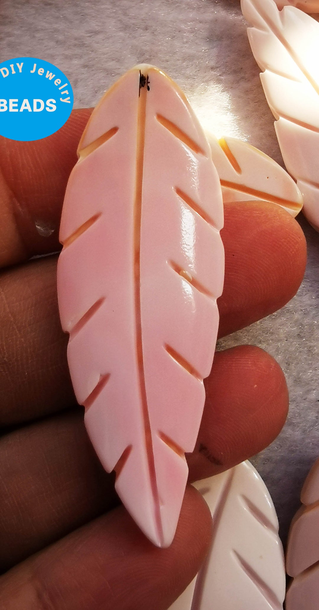 Natural Conch Pink Queen Conch Shell Carved Filigree Leaf Drops With ...