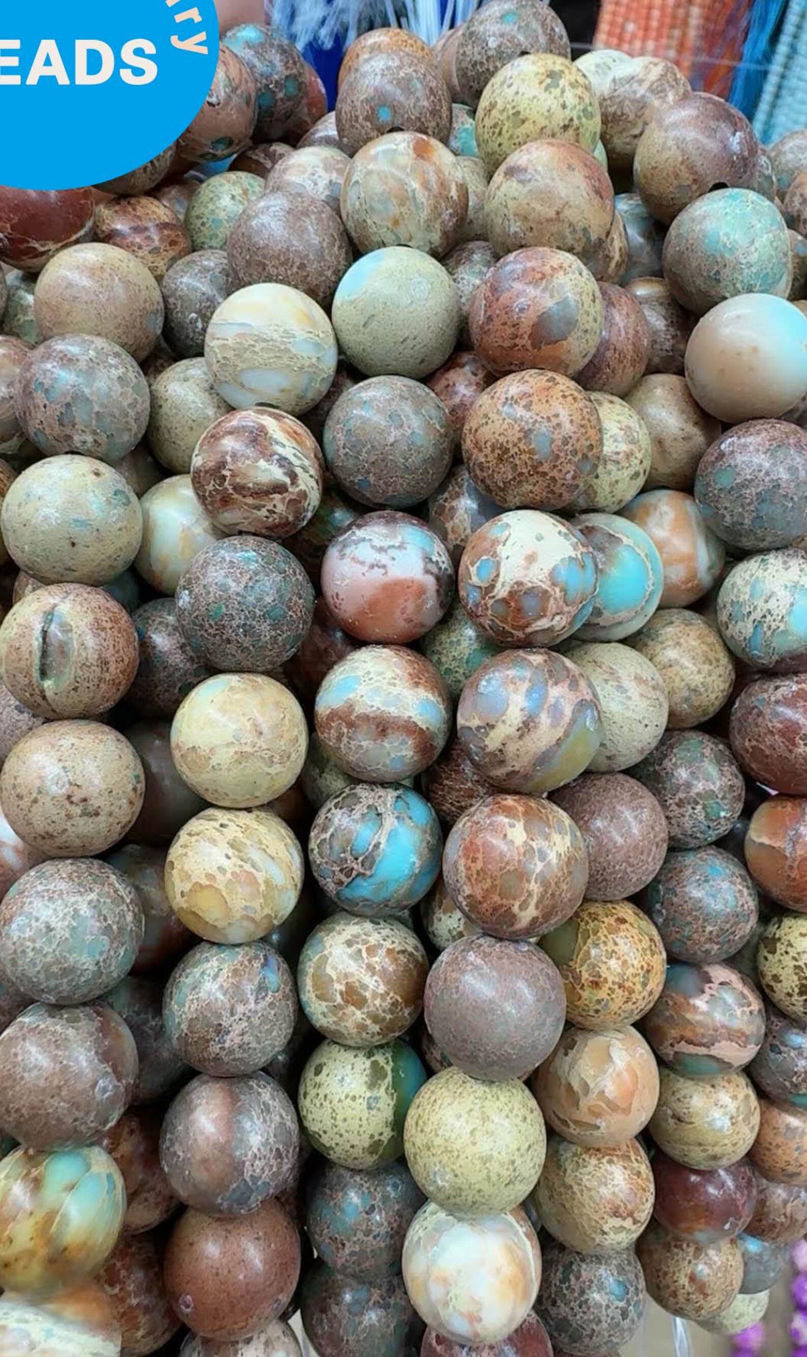 15.5" Strand Matrix Blue Imperial Jasper 4mm 6mm 8mm 10mm 12mm Round ...