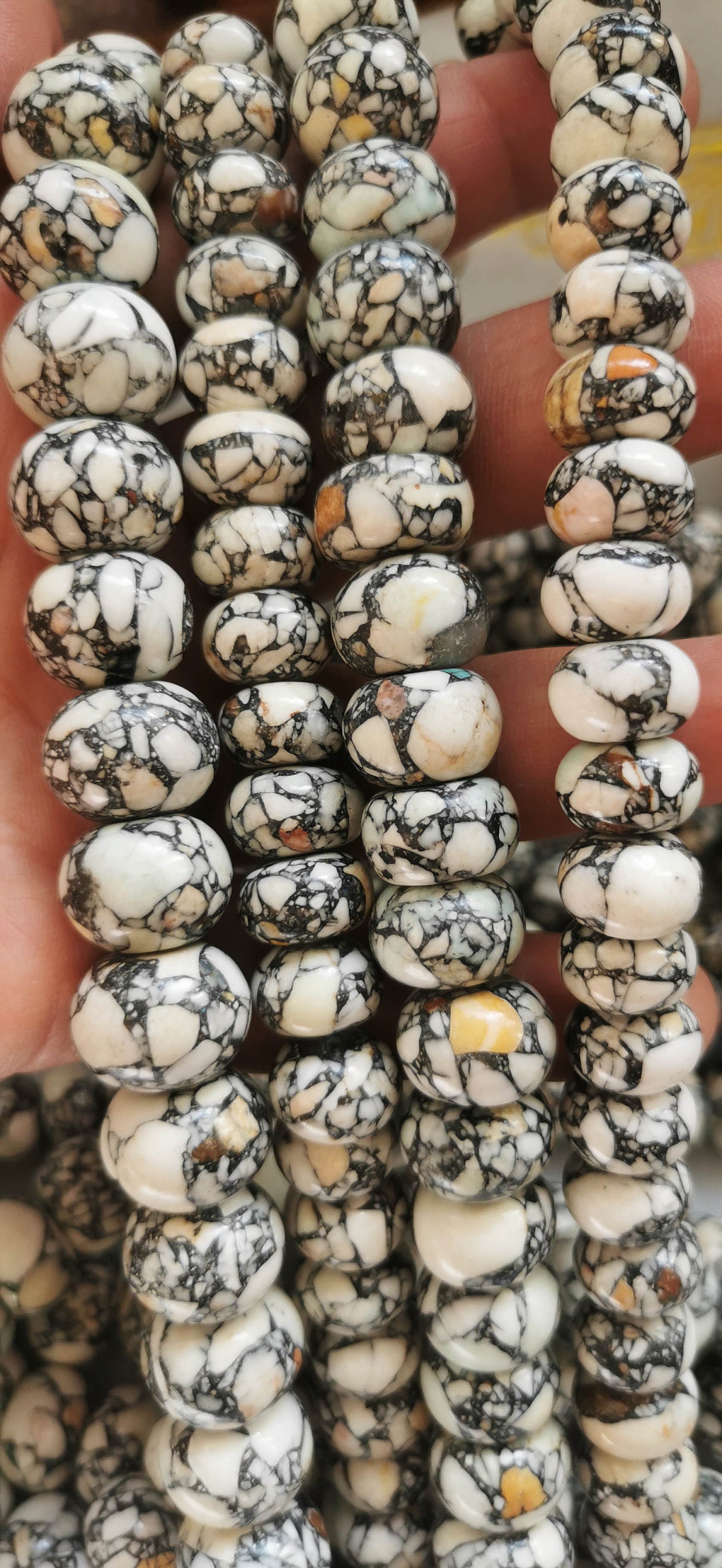 15inch White Buffalo Turquoise MIX Gemstone, 10-16mm Rondelle Abacuse ...