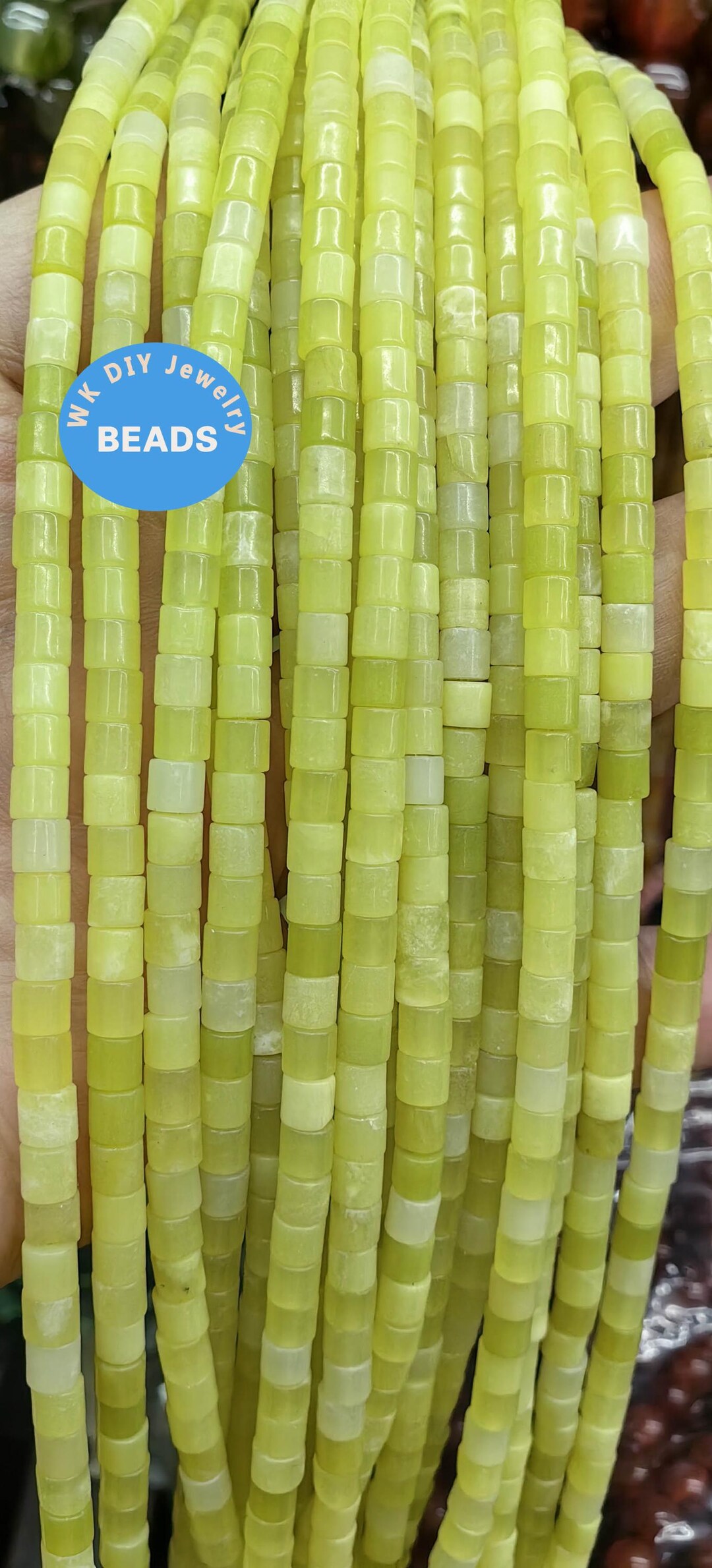 Natural Lemon Yellow Jade Heishi Rondelle Shape Genuine Lemon Jade ...
