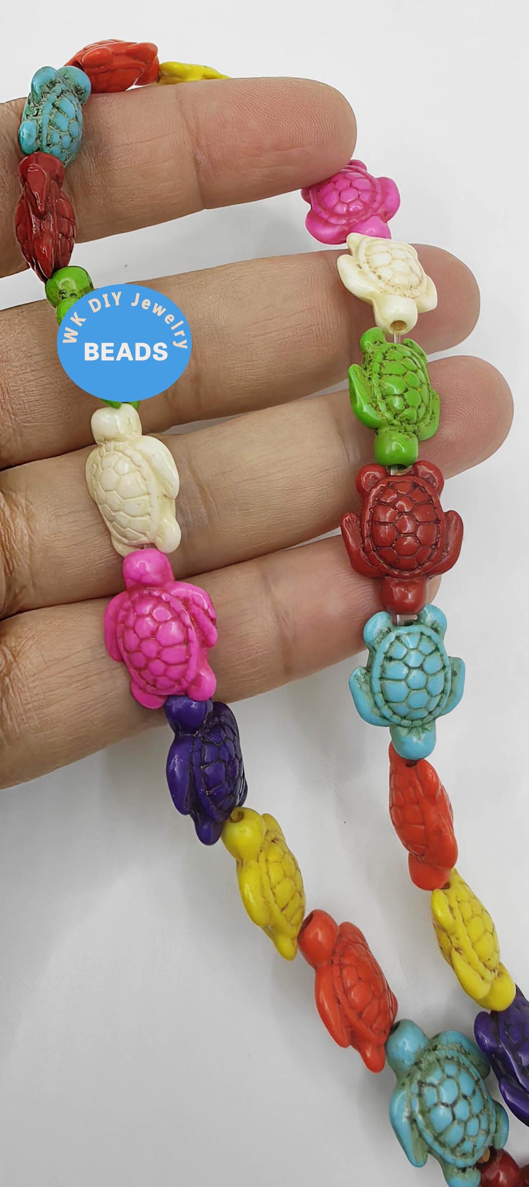 15.5" Strand Rainbow Turtle Beads Baby Tortoise Reconstituted Chalk ...