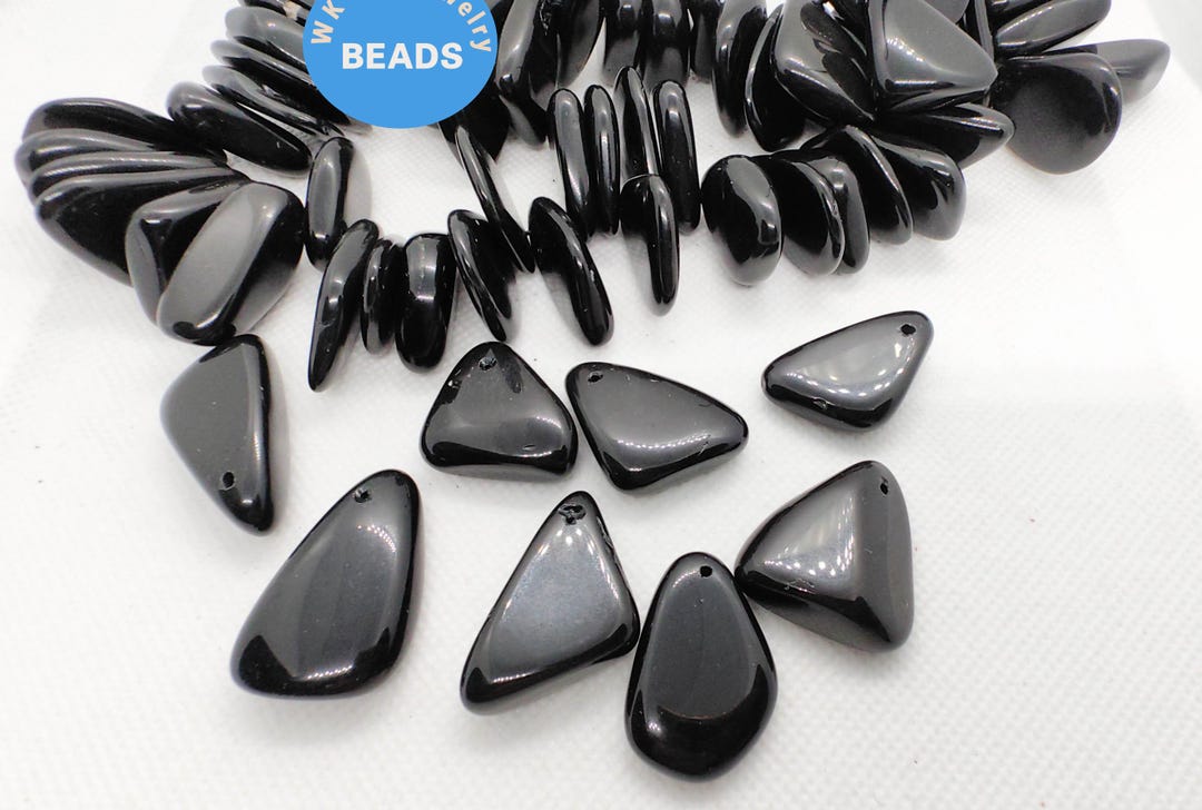 Natural Jet ,black Onyx Gemstone Triangle Slab Drop Beads - Natural ...