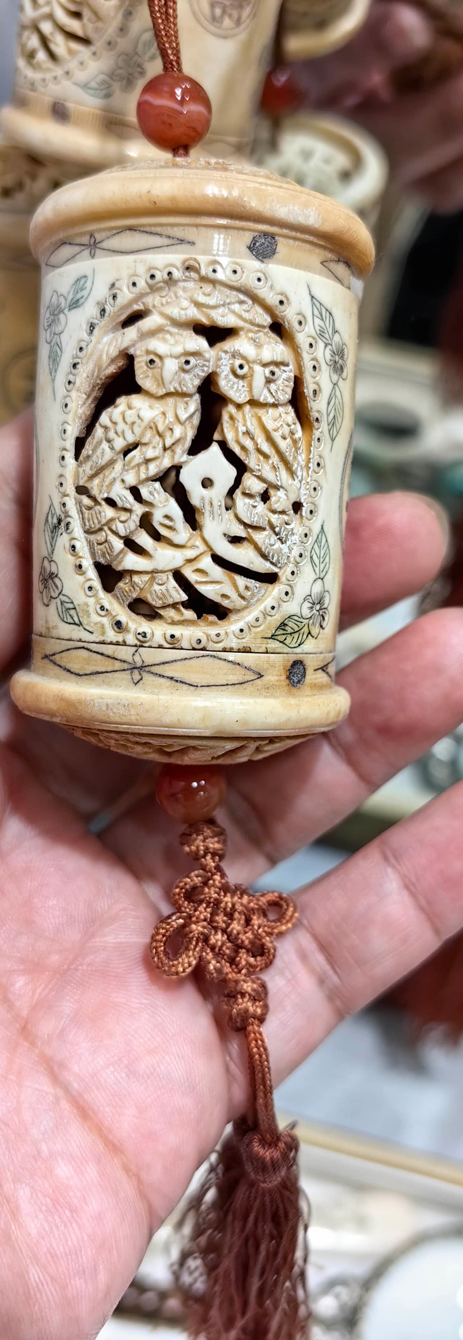 Large Carved Dragon Bone Lantern Craft, Tribal Animal Skull Carvings ...