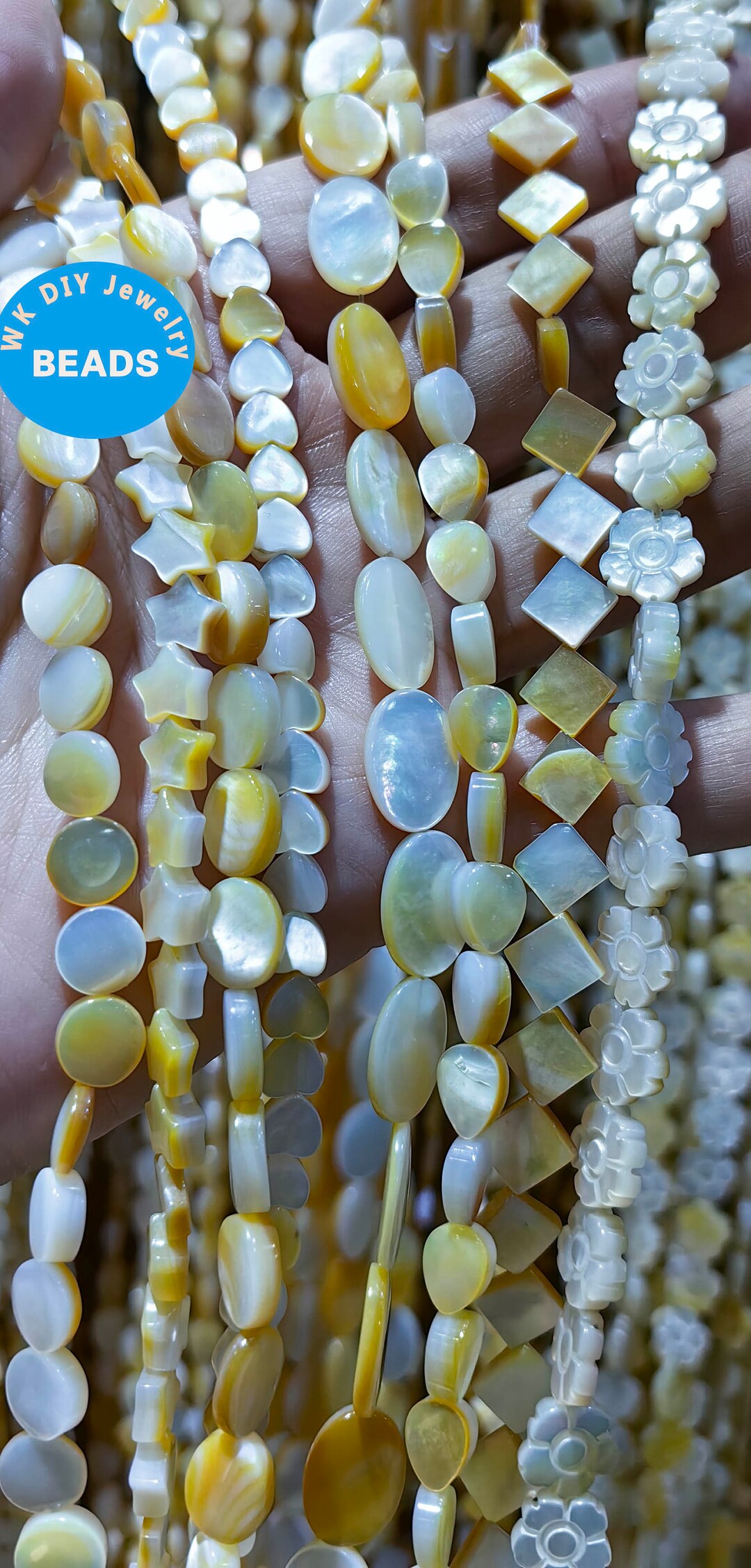 AA Grade--genuine Yellow Pearl ,flower, Petal, Clover, Rondelle,square ...