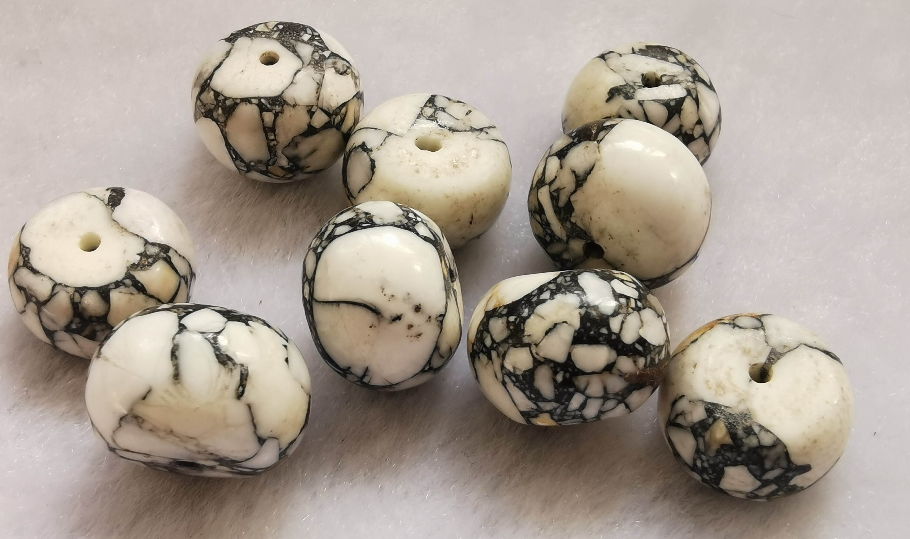 15inch White Buffalo Turquoise MIX Gemstone, 10-16mm Rondelle Abacuse ...