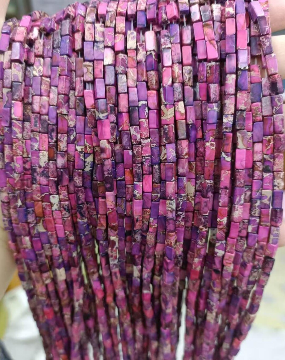15.5inch Violet Cherry Pink Sea Sediment Imperial Jasper Beads Emperor ...
