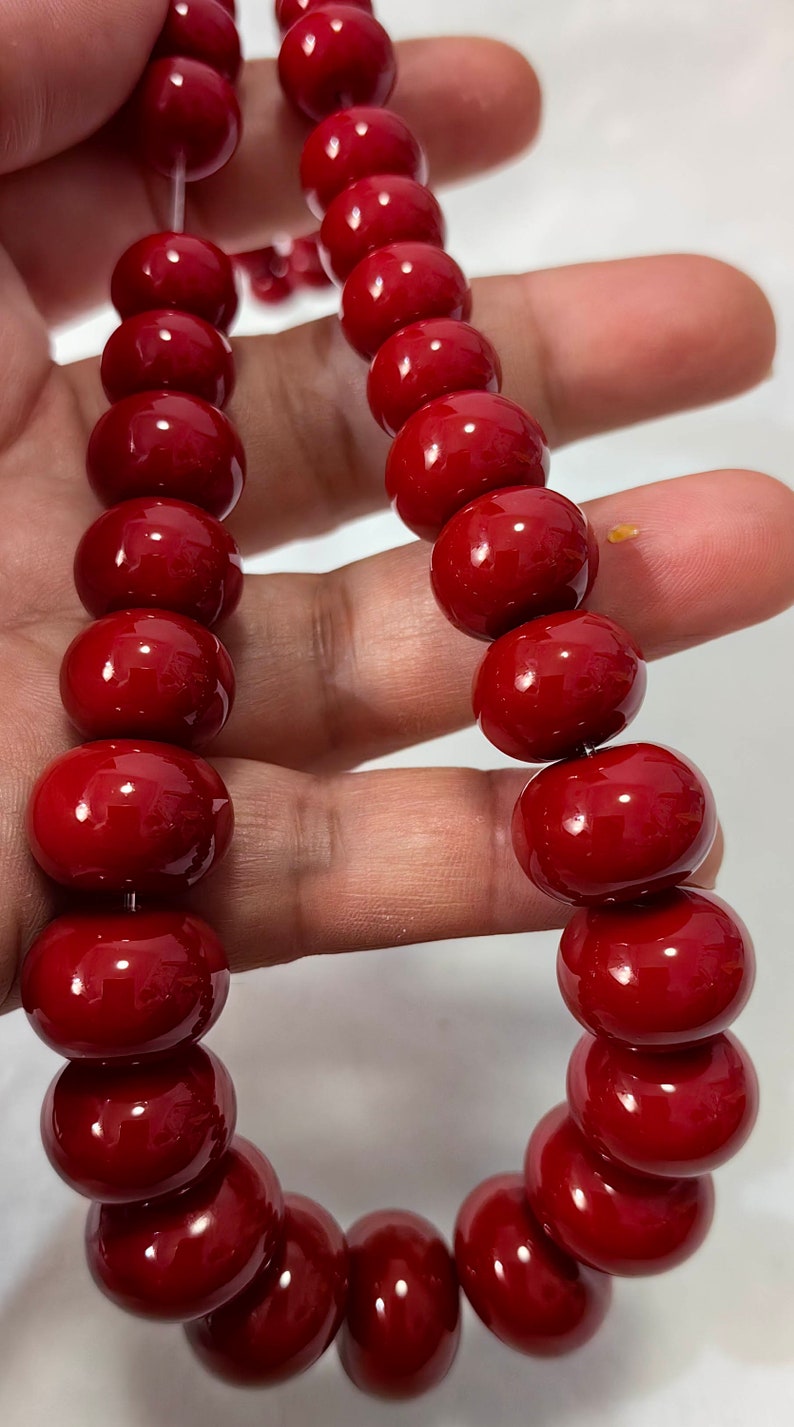 18inch AKA Red Coral Jewelry Round Rondelle Beads, Coral Gemstone Beads ...