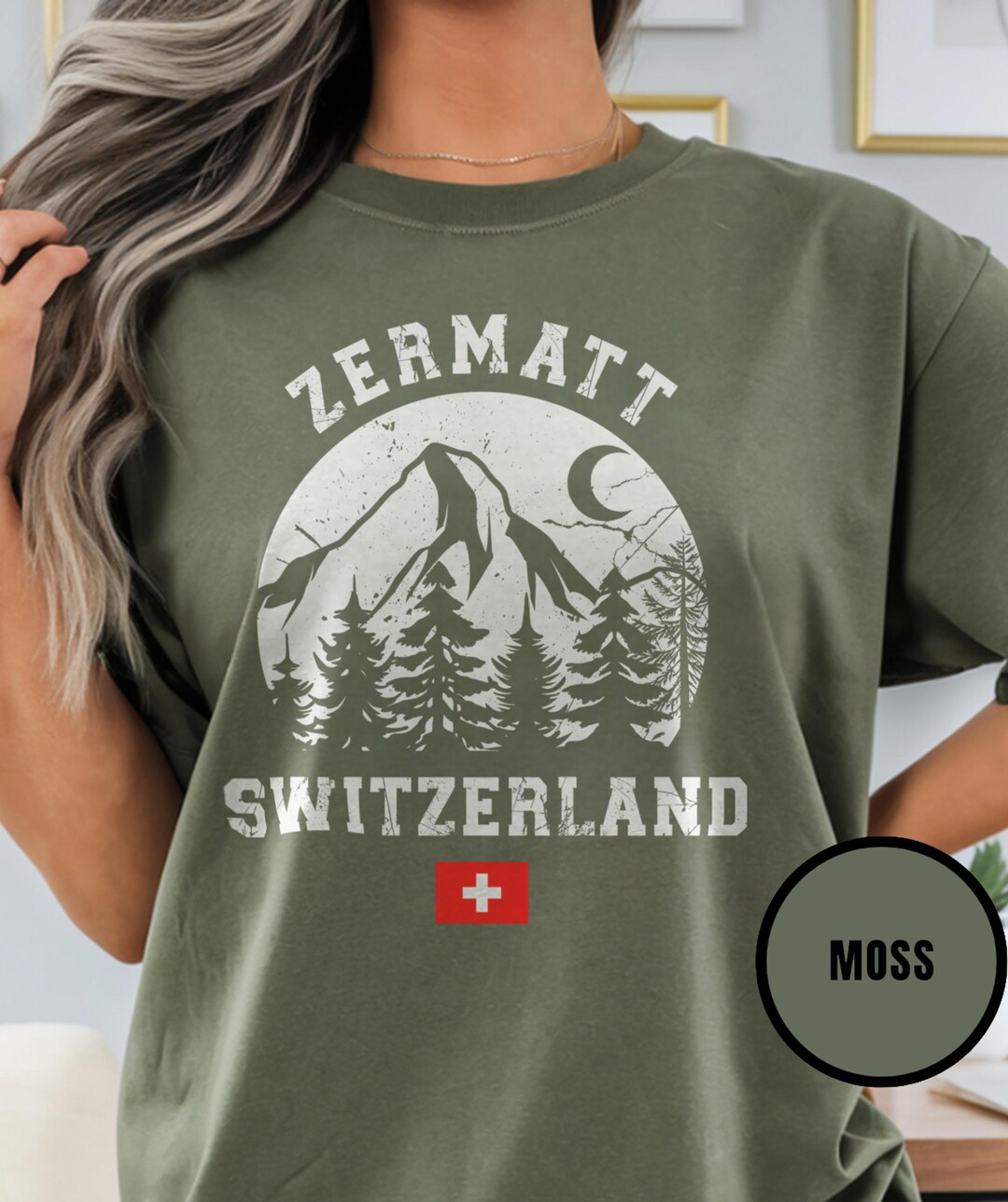 Zermatt Switzerland Mountain Hiking & Skiing Gift Comfort Colors Swiss ...