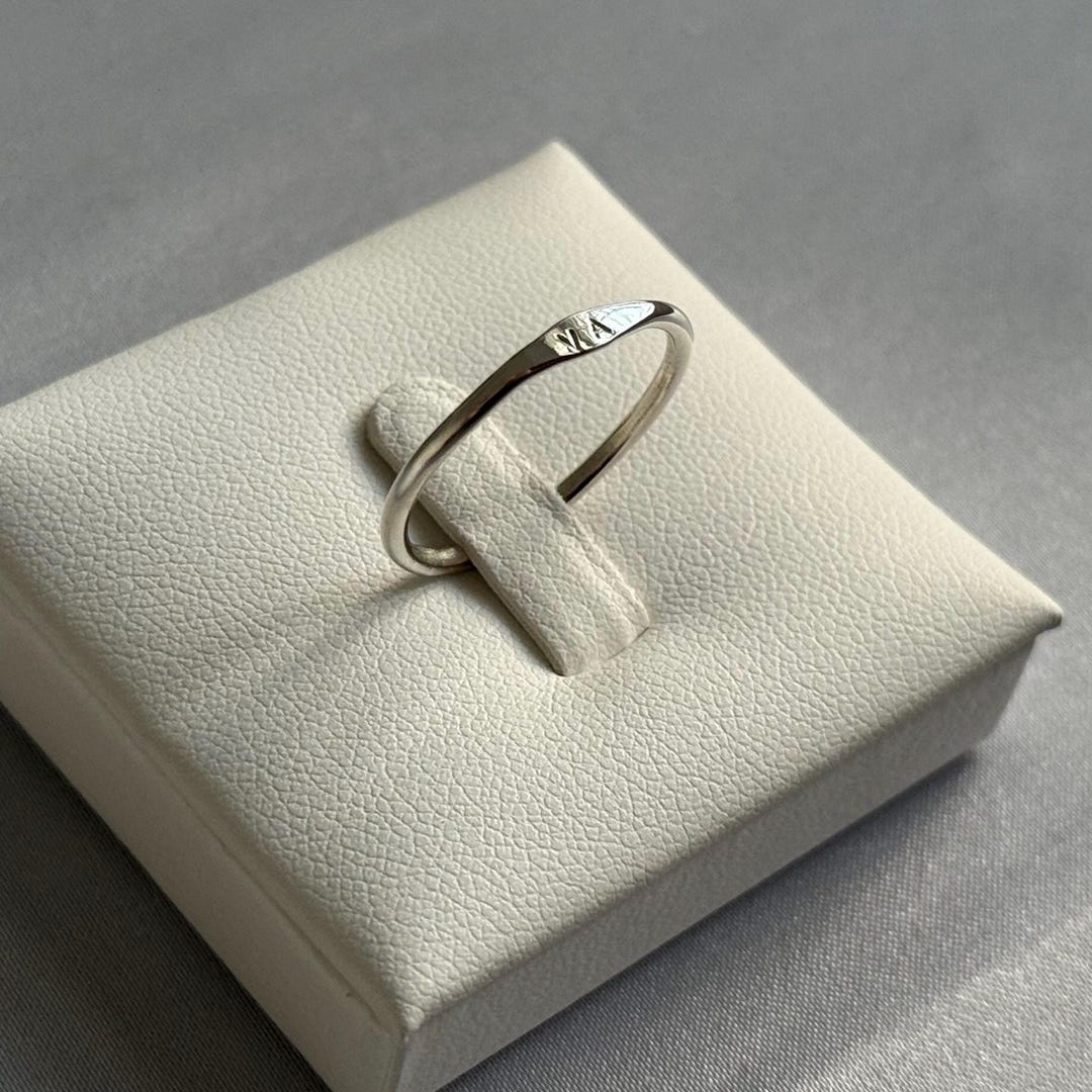 Custom Initials Ring, 925 Sterling Silver Ring, Dainty Stamped Initial Ring, Personalized ...