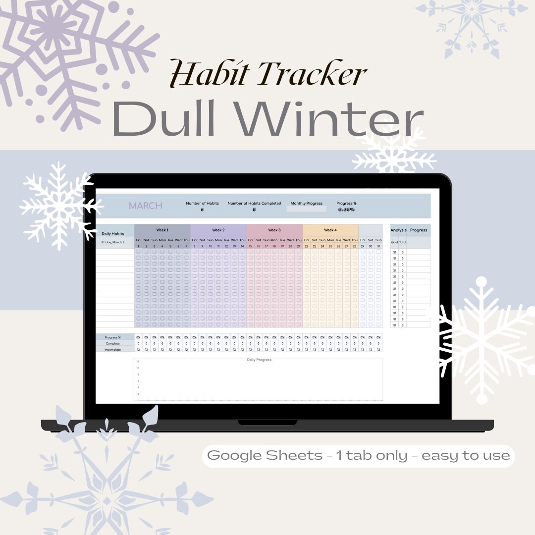 Habit Tracker Dull Winter - Etsy