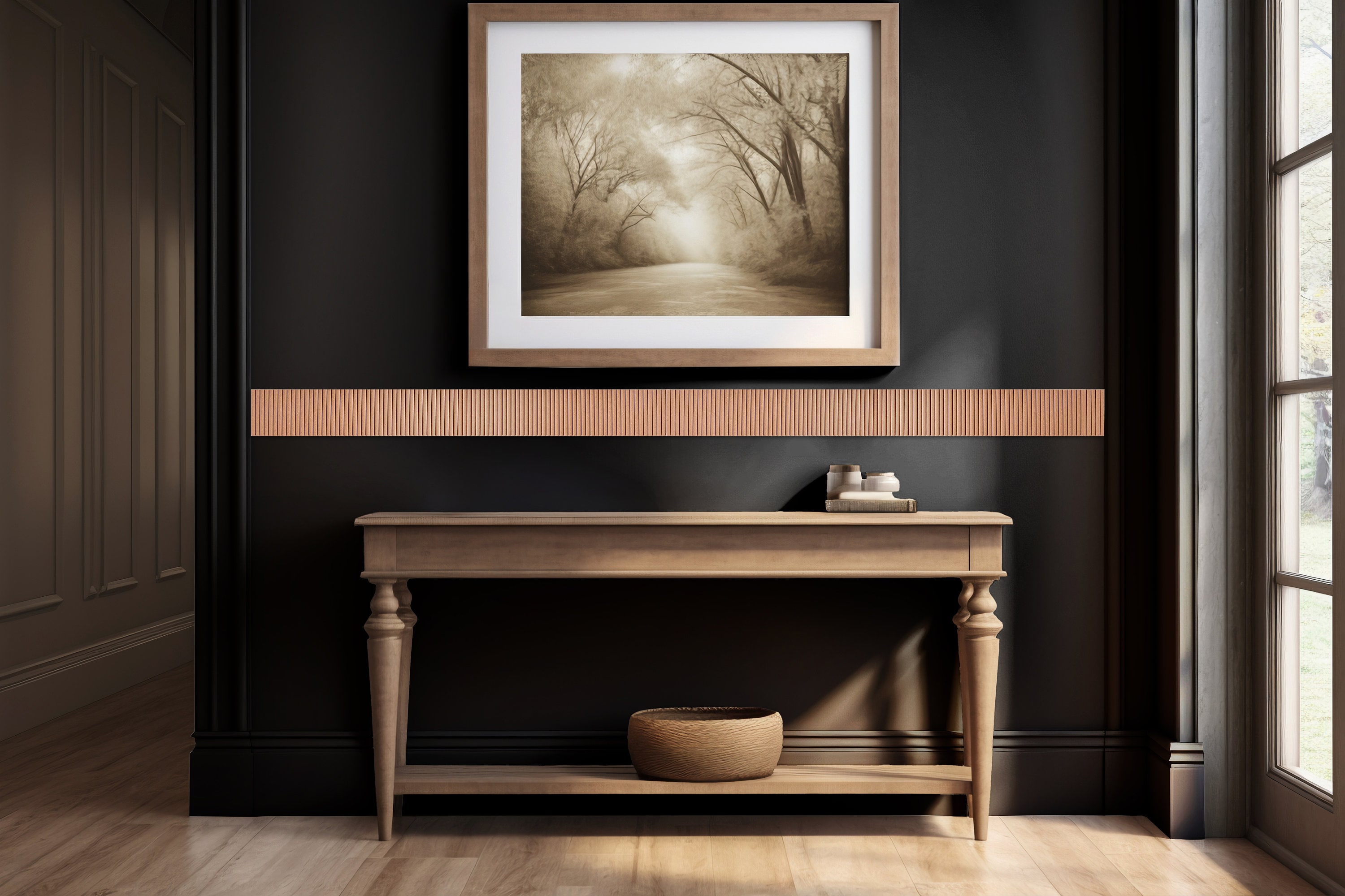 Reeded Wall Border, MDF Wall Border, Wall Trim, Wall Molding, Reeded ...