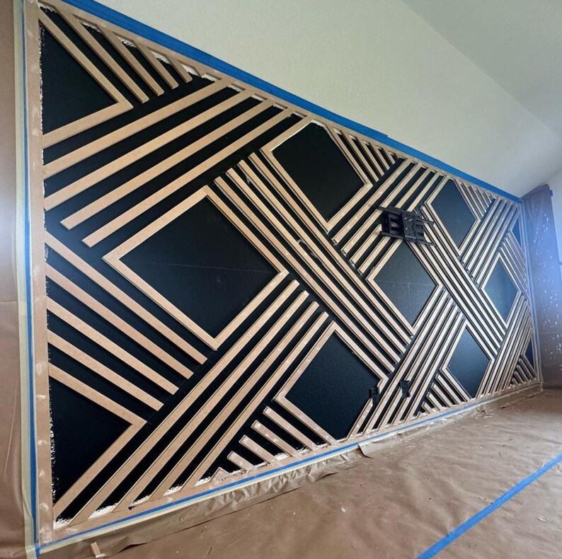 Geometric Accent Wall Panels Kit, Ready to Install, Luxury 3D Accent ...