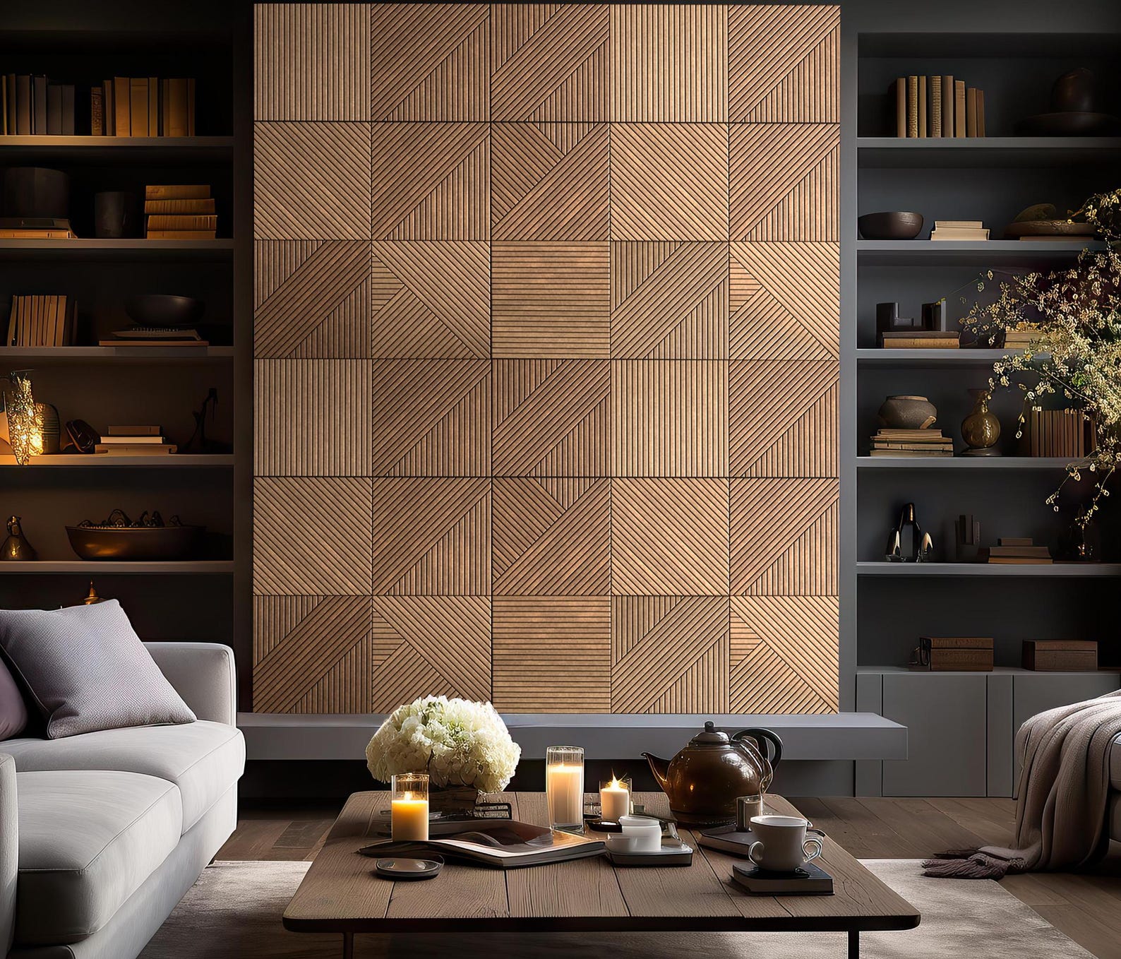 Square Wall Panels for Bedroom, Living Room, Home, Office, 3D Wall ...