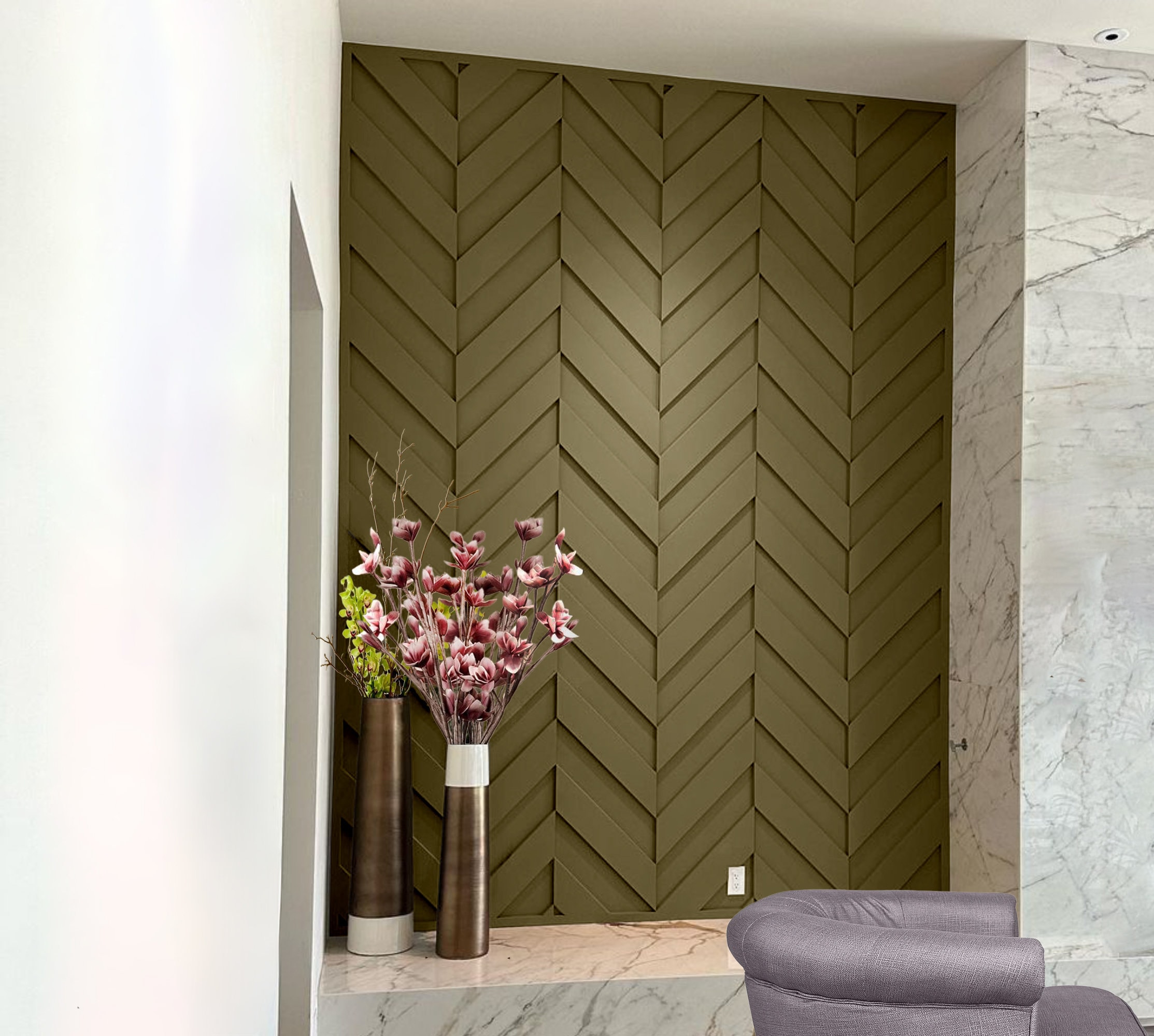 Modern Accent Wall Panels, Handmade Home Decor, Ready to Install, MDF ...