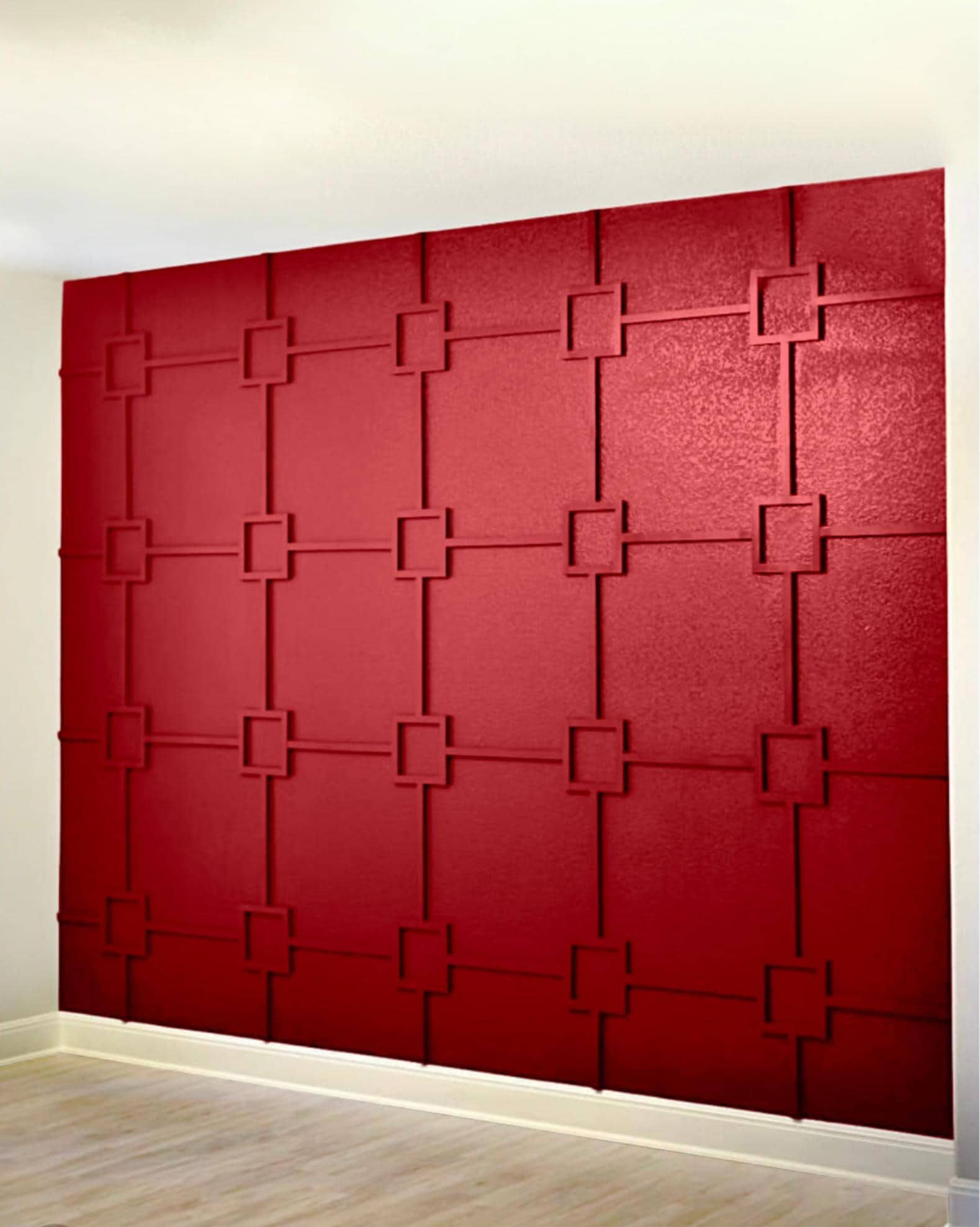 Modern Square Grid MDF Wall Panel Kit, Pre-cut Accent Wall Panels ...