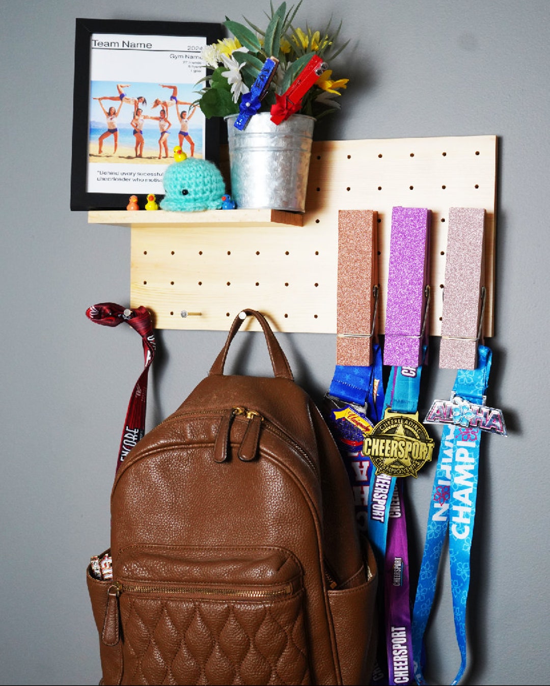 Engraved Medal Award Holder Cheer Metal Holder Cheerleading Award ...