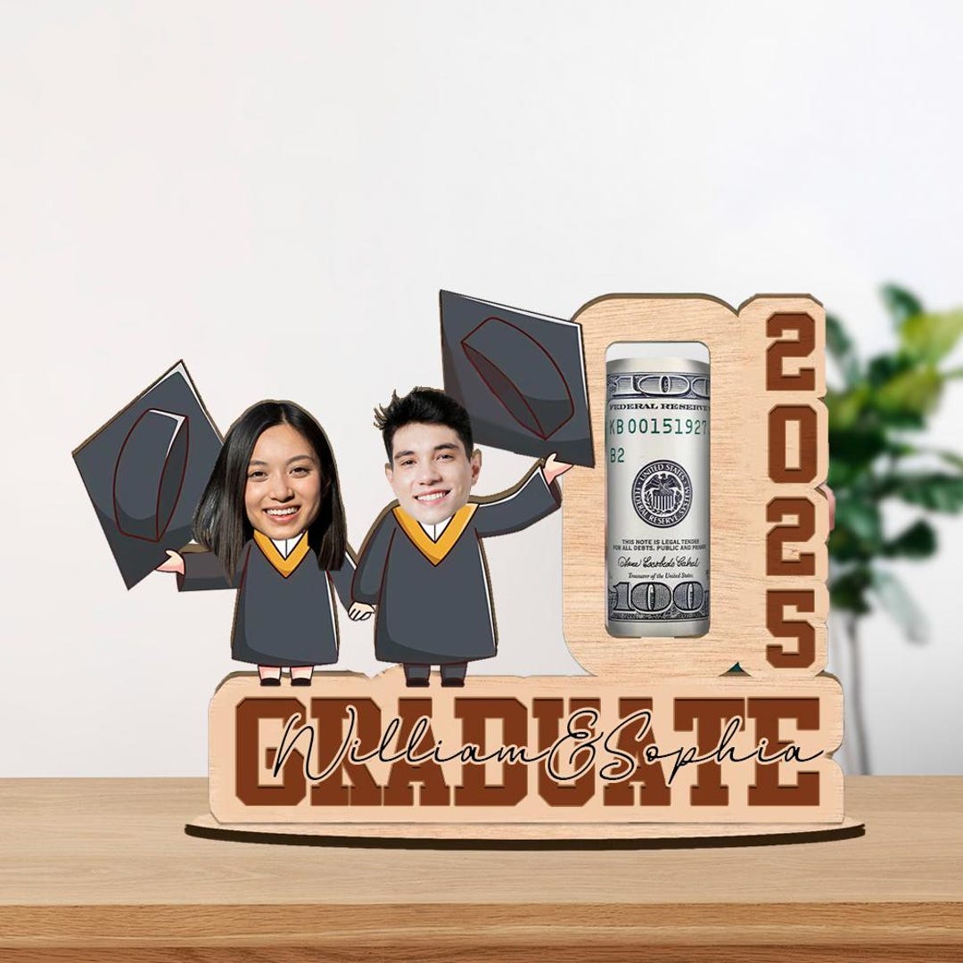 Custom Funny Face Couple Graduation Gift 2025, Face Wooden Standee With ...