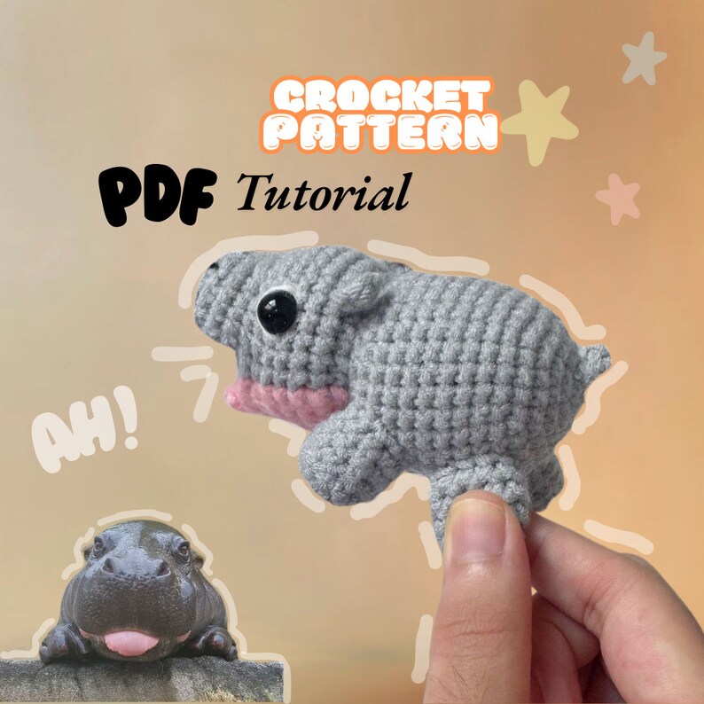 Moo Deng Baby Hippo Crochet Pattern, Screaming Hippo, Biting Little ...