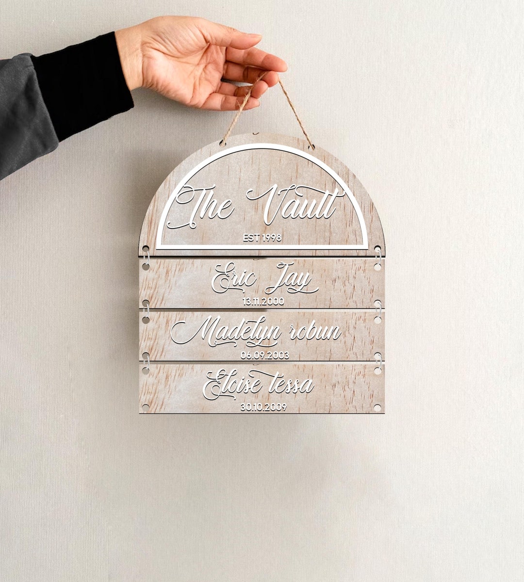 Personalised Wooden Family Name Half Moon Sign Grandchildren Sign for ...