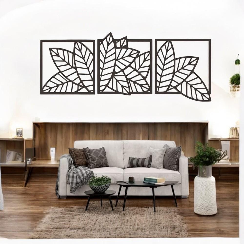 Wall Decor Set 3 Leaf Panel, Pattern SVG, Wood Decorative DIY Project ...