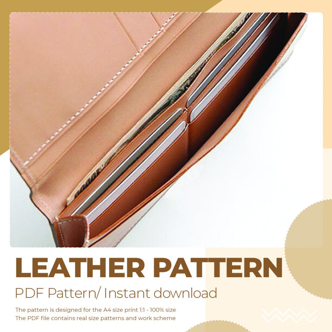Leather Long Wallet Pattern, Long Wallet Pdf Template, Leather Wallet ...