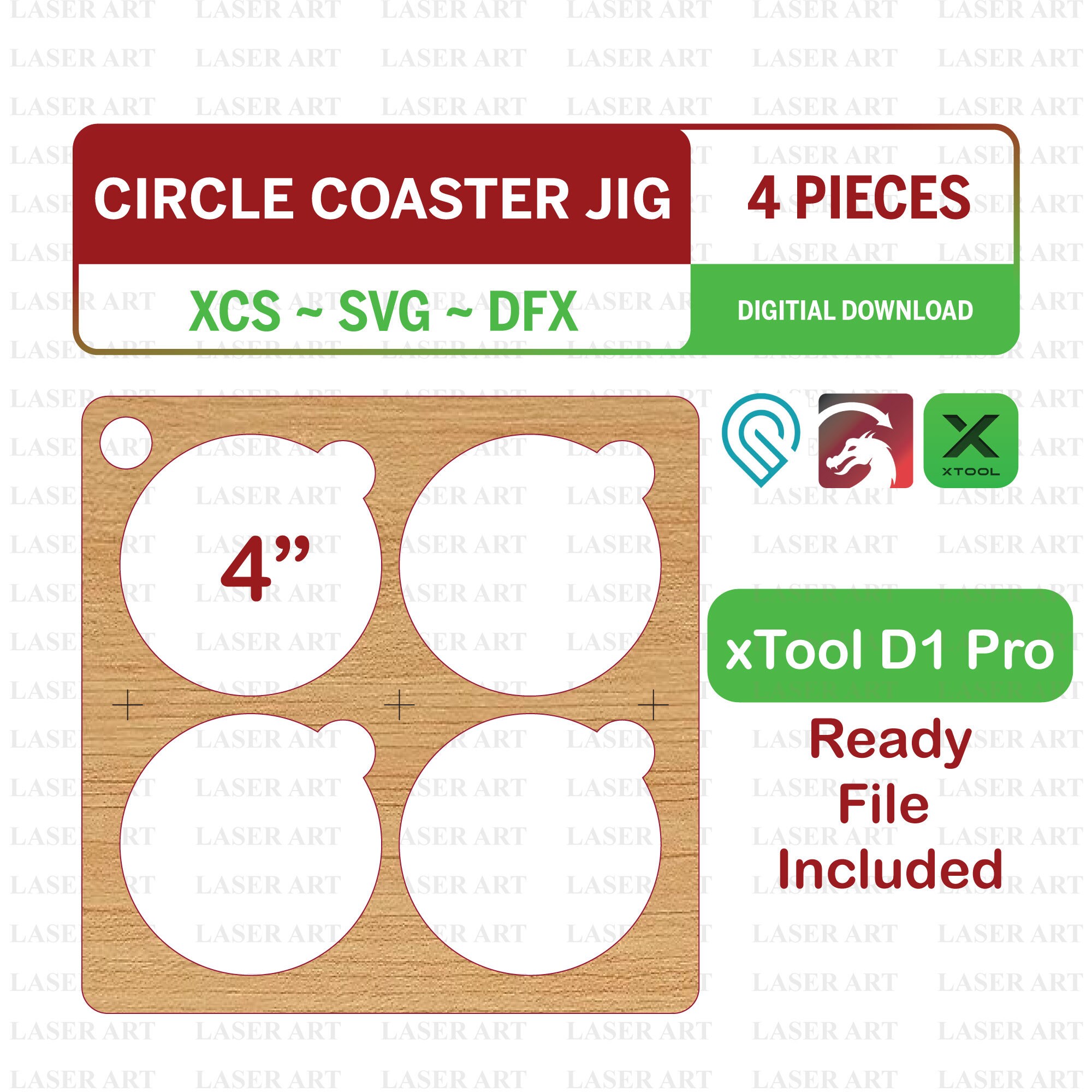 4 Inch Slate Coaster Jig for Xtool D1 PRO, 4 Coasters Jig for Alignment ...