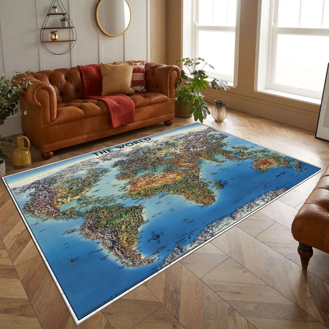 World Map Rug, Education Rug, Map Rug, World Map, Design Pattern Rug ...