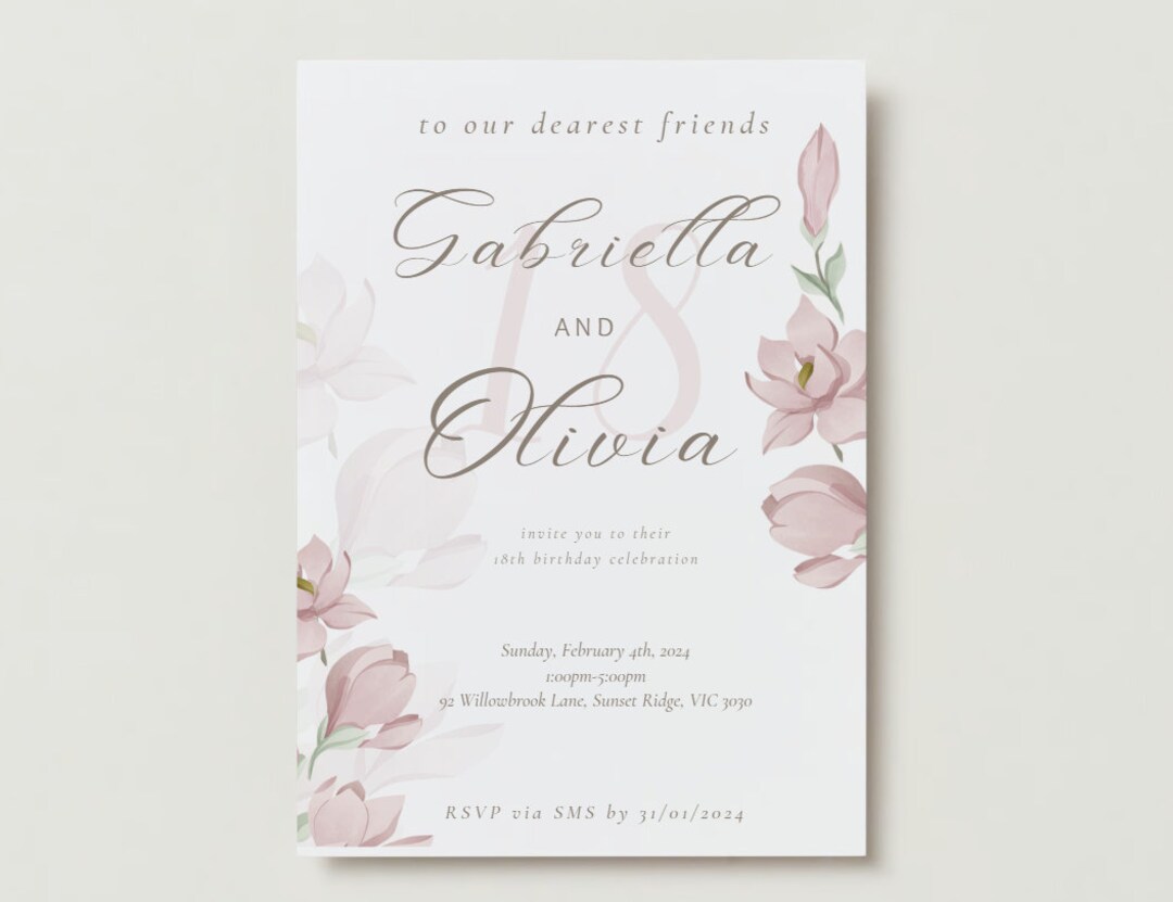 Digital and Printable Event Invitation, Joint Celebration, Elegant ...