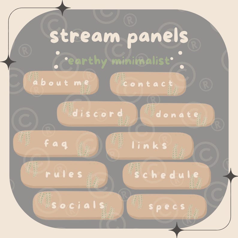 Earthy Minimalist Twitch Stream Panels / Soft / Cute / Plant / Neutral ...
