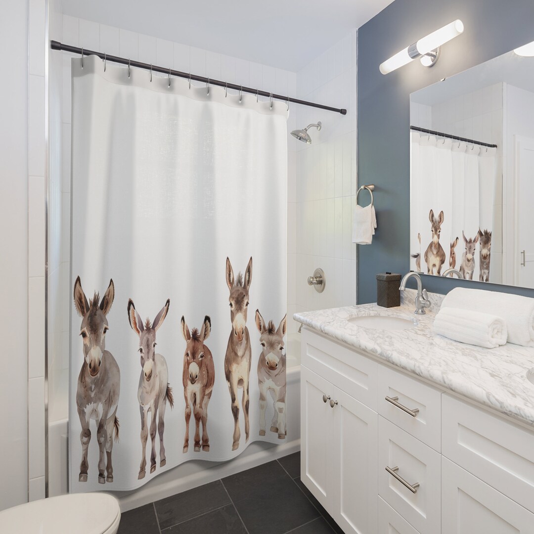 Donkey Shower Curtain, Cute Shower Curtain, Donkey Lover Gift, Gift for ...