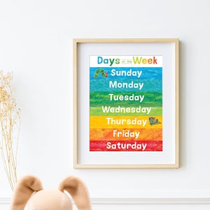 Days of the Week the Very Hungry Caterpillar Poster, Nursery Decor ...