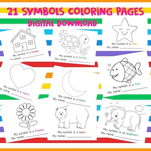 Preschool Symbols for Pre-k Daycare 21 Coloring Pages Digital Download ...