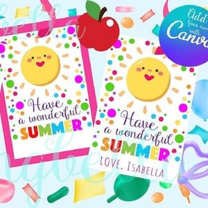 End of School Year SUMMER Gift Tag Digital Download Graduation Gift ...