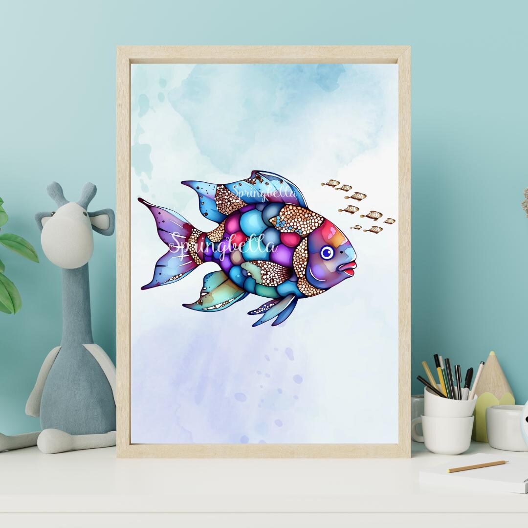 Rainbow Fish Inspired Clipart With No Background PNG Files Digital ...