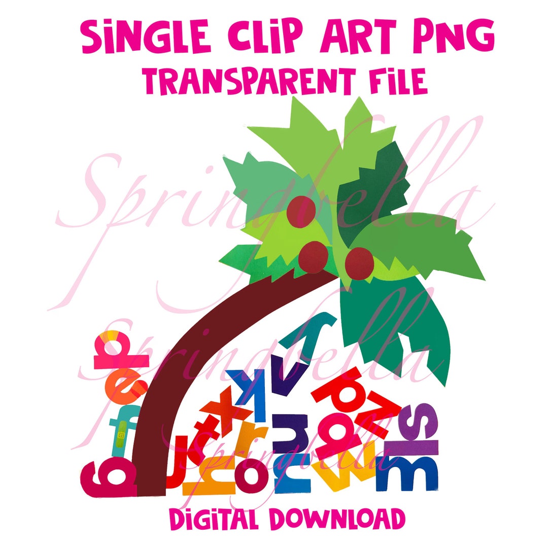 Chicka Chicka Boom Boom Coconut Tree With Letters Single Clip Art PNG ...