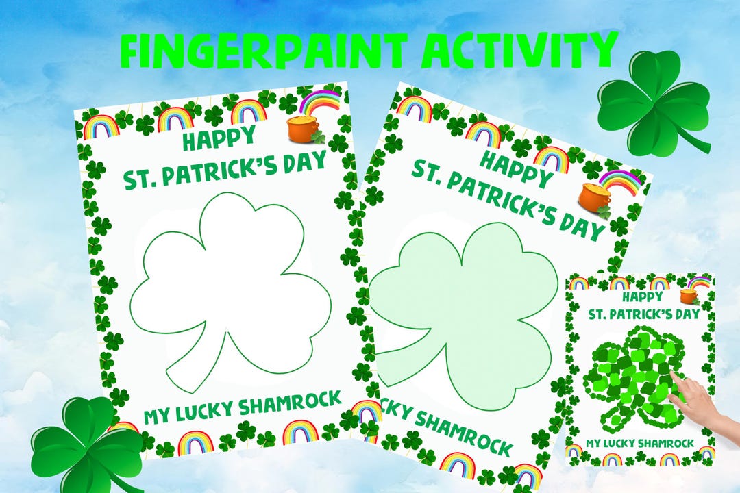 St. Patrick's Day Shamrock Finger Paint Activity, Classroom Art Project ...