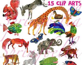 Eric Carle Animals Mixed Clip Art Set | Transparent PNG Digital ...