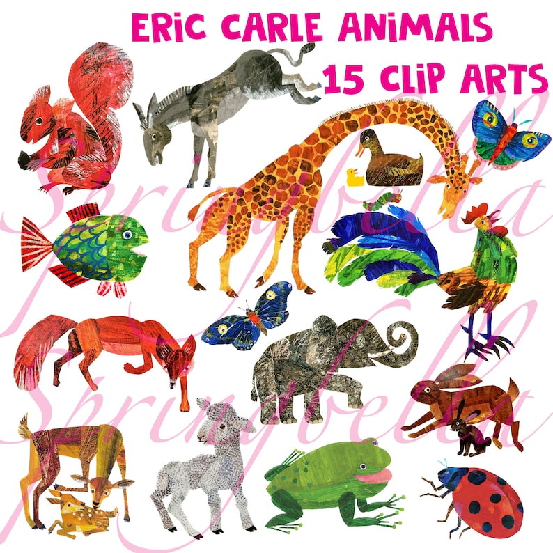 Eric Carle Animals Clipart PNG Transparent Digital Download - Etsy