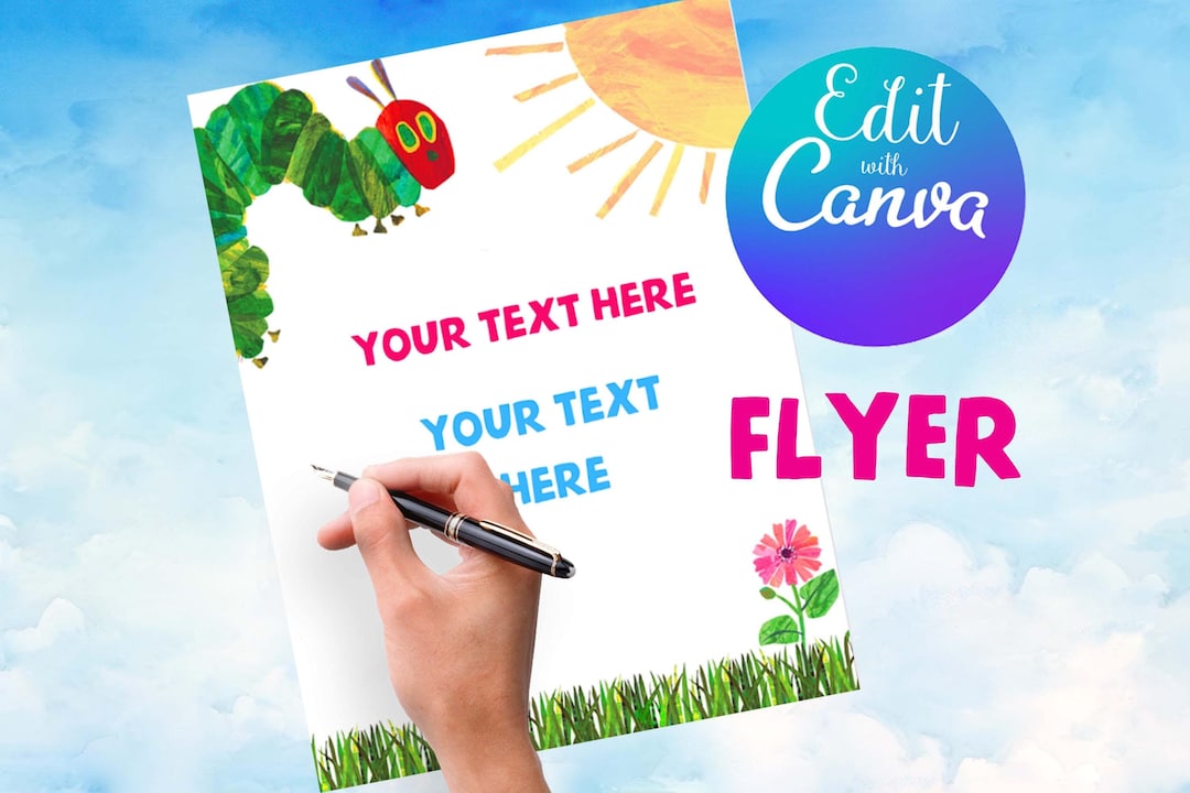 The Very Hungry Caterpillar Custom Flyer Editable in Canva - Etsy